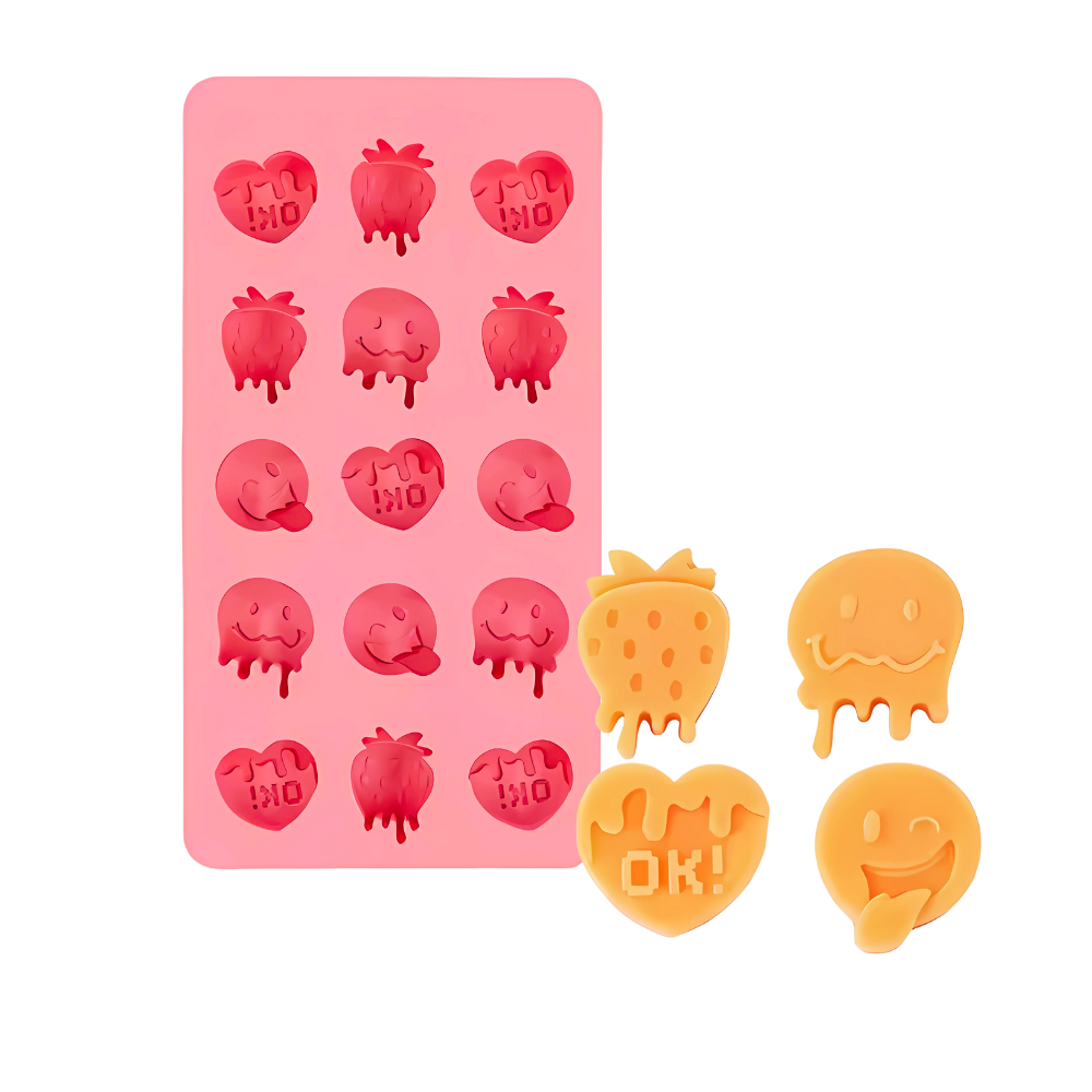 Molde De Silicón Emoji Derretido 15 cavidades – Moldemanía