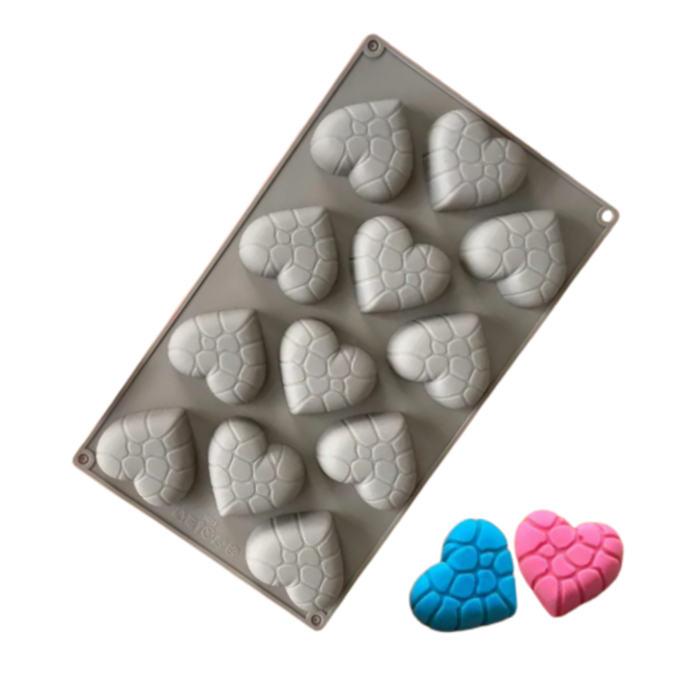 Molde 12 Corazones de Piedra – Moldemanía