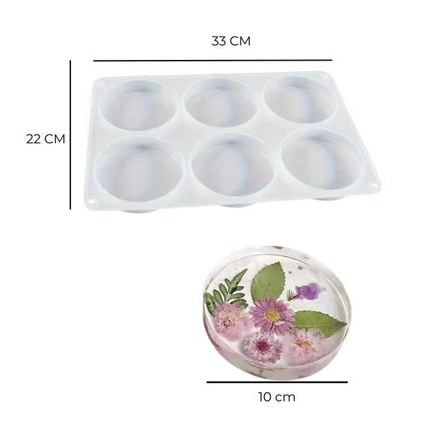 Molde 6 Bases Circulares 10 cm Para Resina – Moldemanía