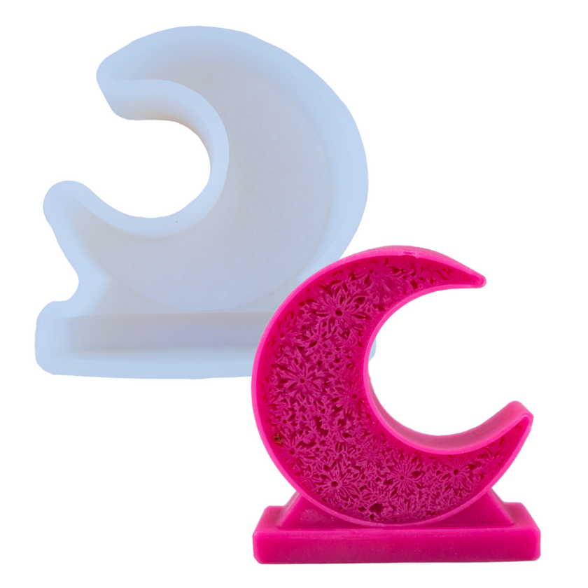 Molde Luna Decorada 2D Sellado Floral – Moldemanía