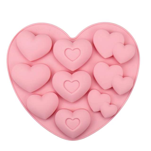 Molde Corazón con 9 Corazones Variados – Moldemanía