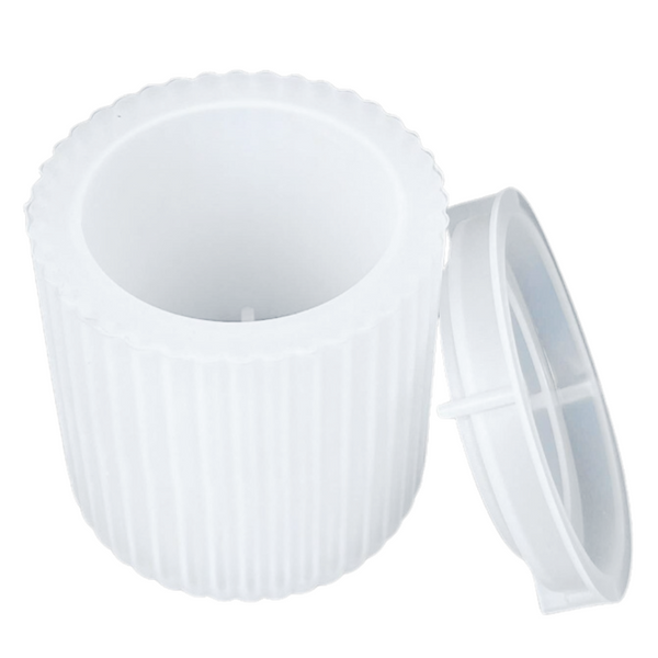 Molde Tarro de Cilindro Rayas con Tapa – Moldemanía