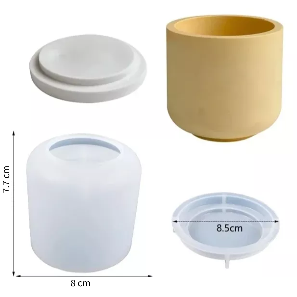 Molde Tarro de Cilindro Liso con Tapa – Moldemanía