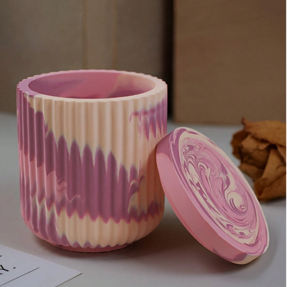 Molde Tarro de Cilindro Rayas con Tapa – Moldemanía