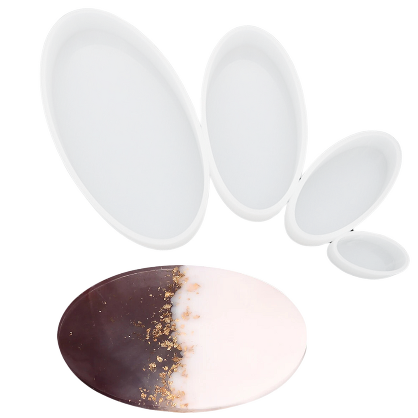 Molde Ovalado para Resina Epoxi, Molde de Silicón 4 Óvalos – Moldemanía