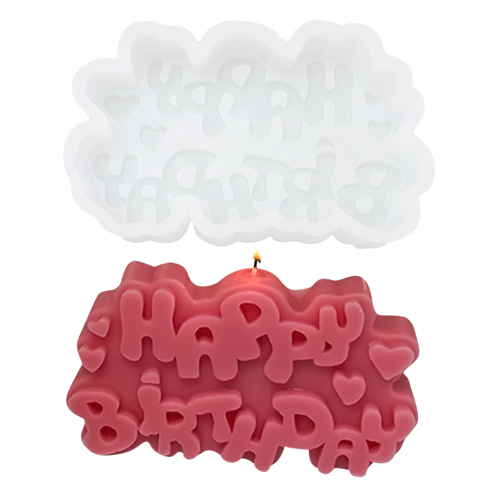Molde de Silicón Letrerito Vela Happy Birthday 3D – Moldemanía