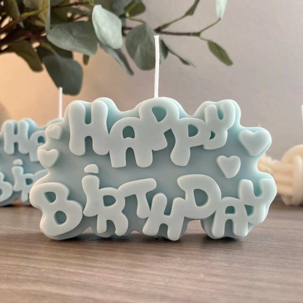Molde de Silicón Letrerito Vela Happy Birthday 3D – Moldemanía