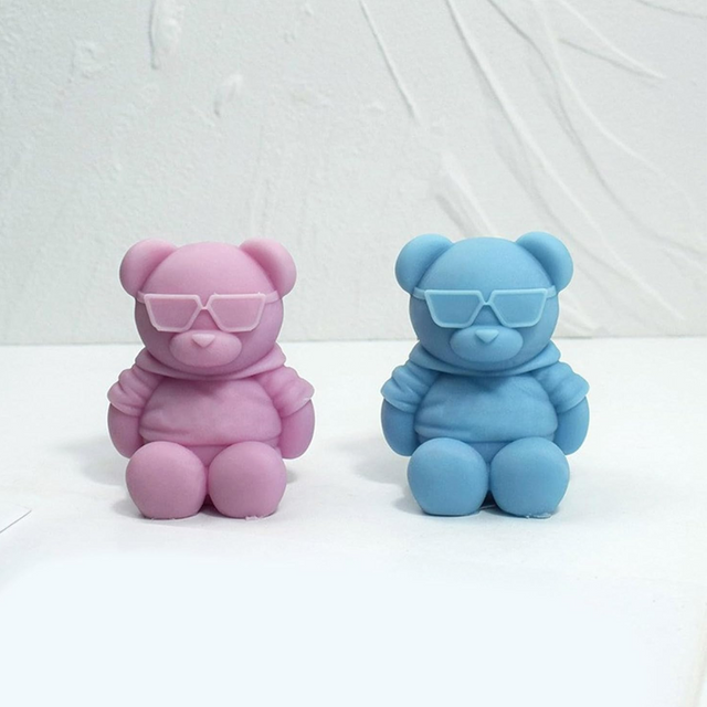 Molde Oso con Flow 3D con Lentes Cool Molde Silicón – Moldemanía