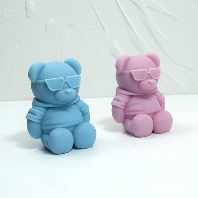 Molde Oso con Flow 3D con Lentes Cool Molde Silicón – Moldemanía